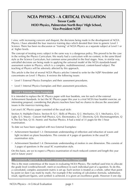 NCEA Level 1 Physics p65 NCEA Level 1 Physics p65