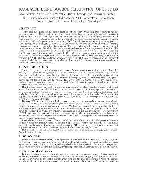 Ica Based Blind Source Separation Of Sounds