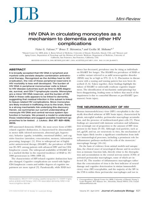 Mini-Review - Journal of Leukocyte Biology