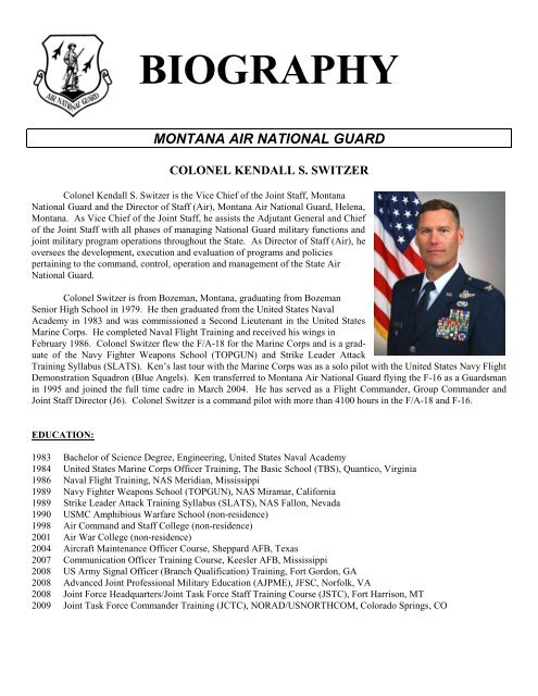 BIOGRAPHY - Montana Army National Guard