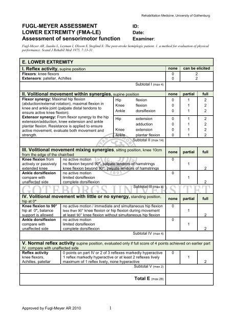 LOWER EXTREMITY (FMA-LE)