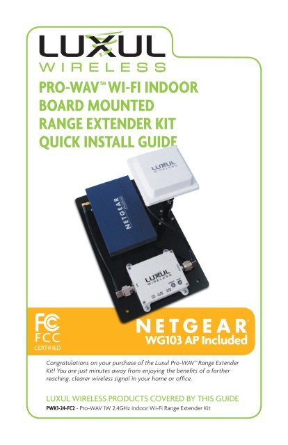 Luxul Wireless - PWK1 FC2 Quick Install Guide