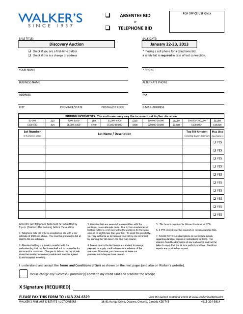 BID FORM, T and Cs, CCAuth_xlsx - Walker's Auctions