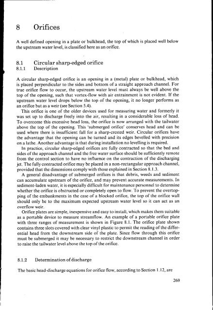 8.1 Circular sharp-edged orifice