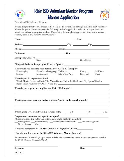 Sample Mentor Application