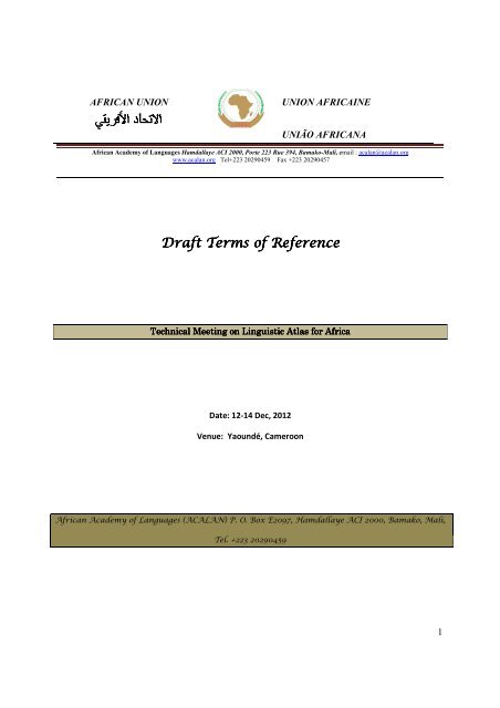 Draft terms of reference of the meeting - ACALAN