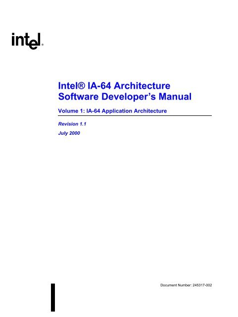 IntelÂ® IA-64 Architecture Software Developer's Manual - Parallel.ru