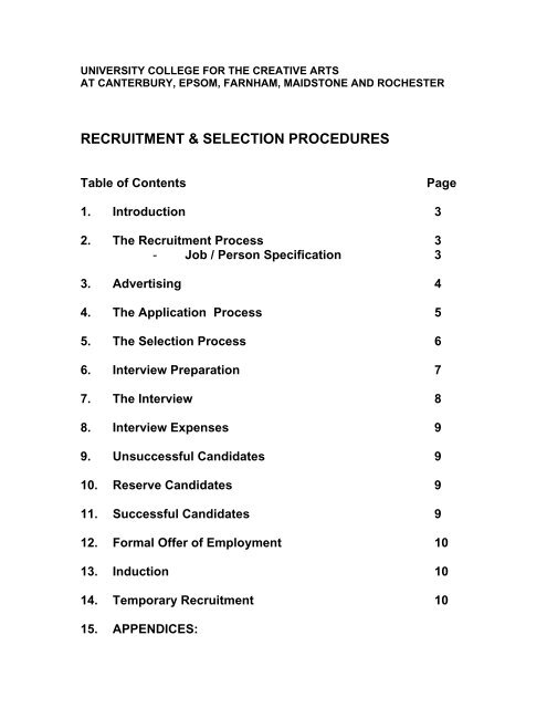 Recruitment & Selection Procedures Recruitment & Selection Procedures