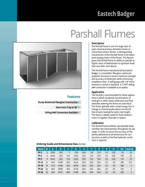 Parshal Flumes - Eastech Flow Controls