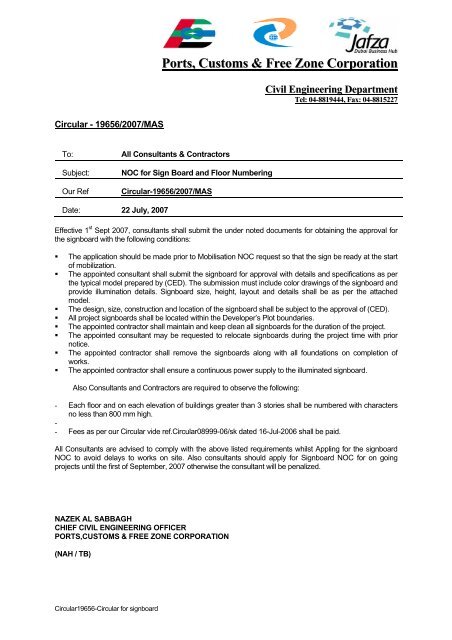 Circular 19656 – NOC for Signboard and Floor ... - Dubai Trade