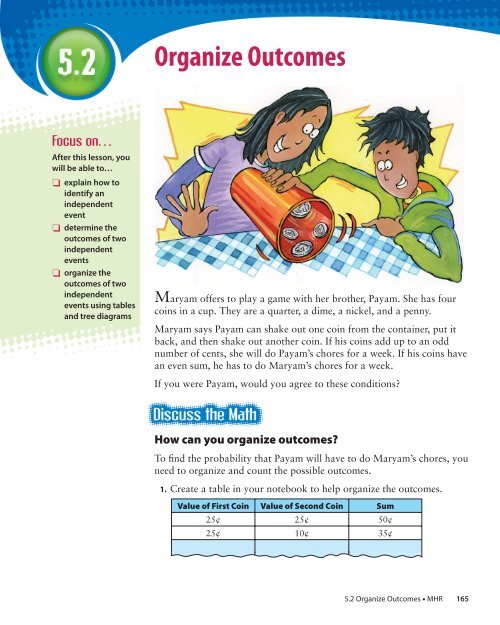 Organize Outcomes - McGraw-Hill Ryerson