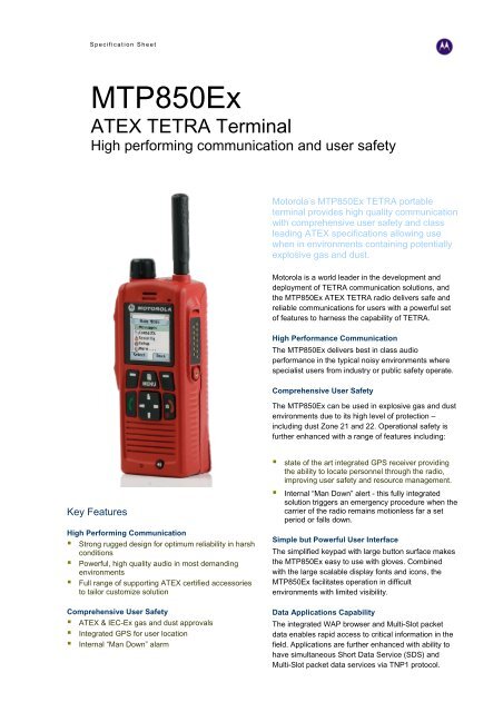 MTP850 Ex ATEX TETRA Terminal - Motorola Solutions