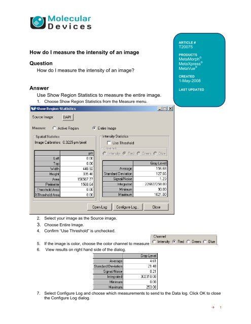 How do I measure the intensity of an image? - Molecular Devices