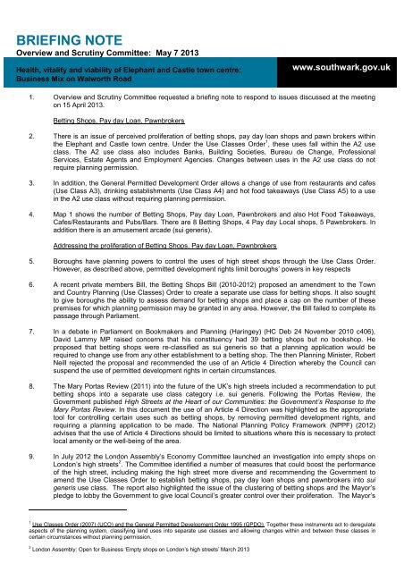 Officer Briefing Note , item 6. PDF 136 KB - Southwark Council