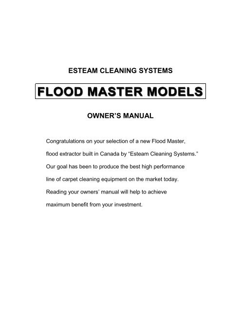 FloodMaster - Esteam Cleaning Systems