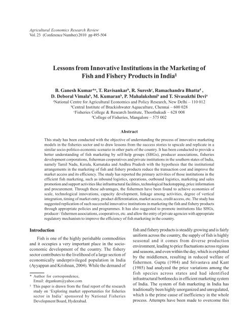 Lessons from Innovative Institutions in the ... - AgEcon Search