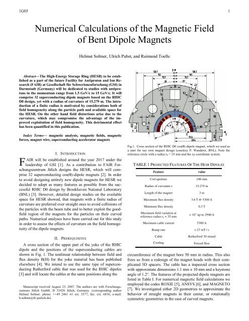 Numerical Calculations of the Magnetic Field of Bent Dipole Magnets
