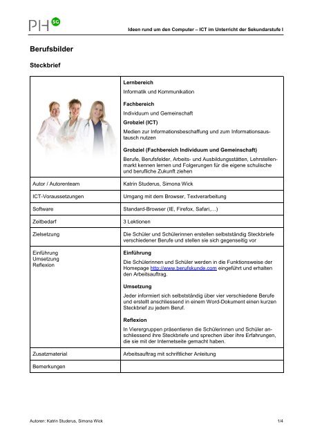 Steckbrief zu einem Berufsbild