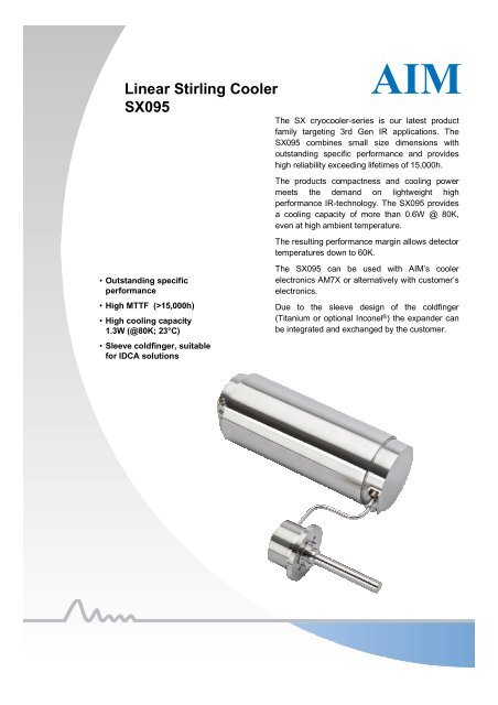 Linear Stirling Cooler SX095 - AIM Infrarot-Module GmbH Linear Stirling Cooler SX095 - AIM Infrarot-Module GmbH