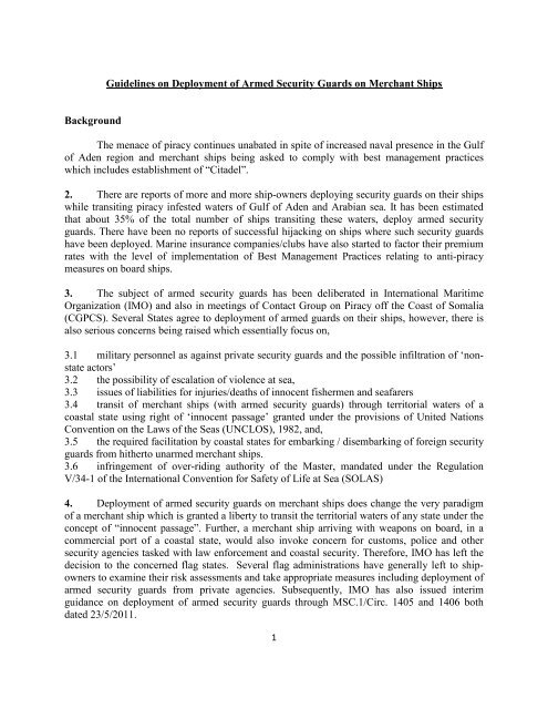 Guidelines on Deployment of Armed Security Guards on Merchant ...