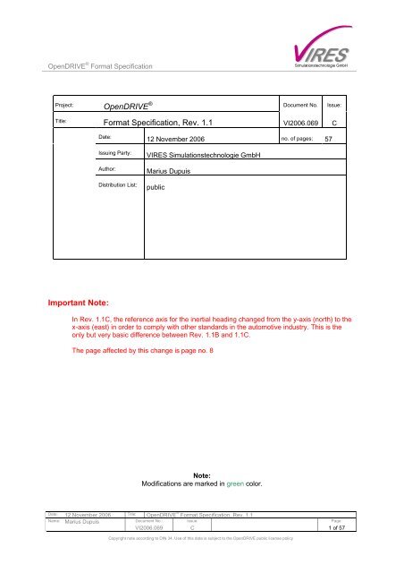 OpenDRIVEÂ® Format Specification, Rev. 1.1 ... - Opendrive.org