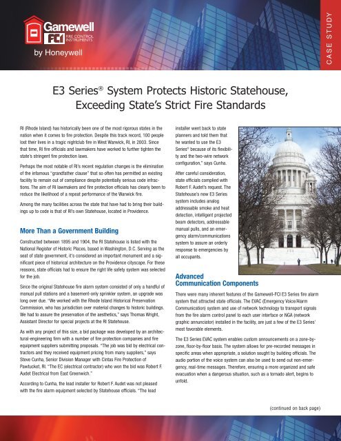 E3 SeriesÂ® System Protects Historic Statehouse ... - Gamewell-FCI