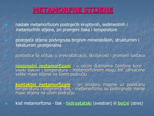 METAMORFNE STIJENE• nas