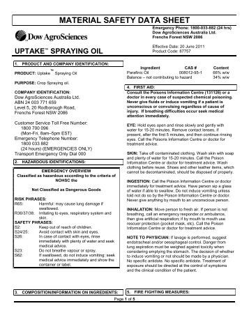 Hydraulic Oil MSDS Sheet - A-Dec