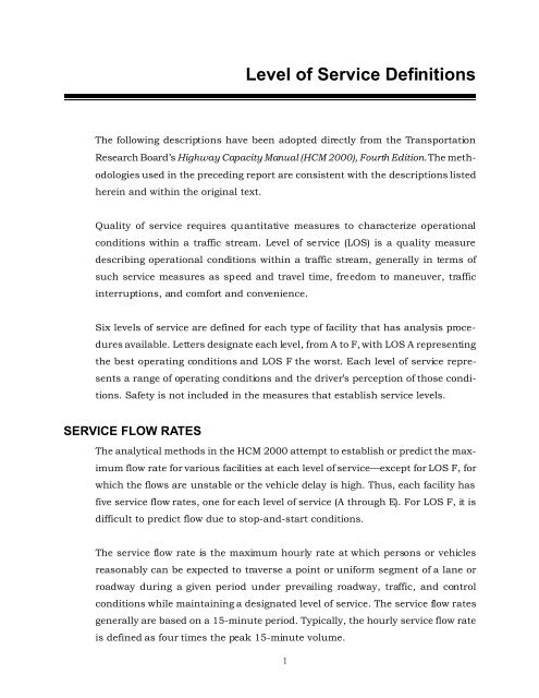 Level of Service Definitions - LSC Transportation Consultants