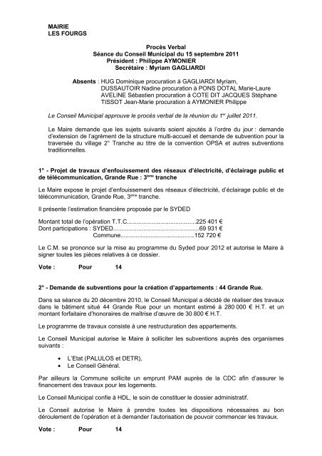 PROCES-VERBAL de la séance du Conseil Municipal du 25 juin 2003