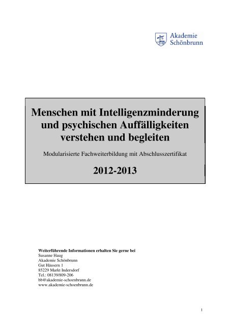 Menschen mit Intelligenzminderung und psychischen ... - Schönbrunn