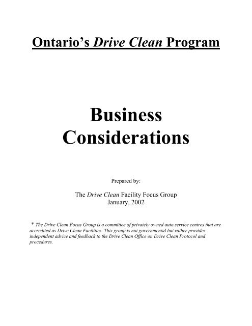 Ontario's Drive Clean Program - Automotive Industries Association ...