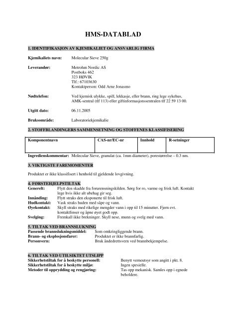 HMS-DATABLAD - Metrohm Nordic