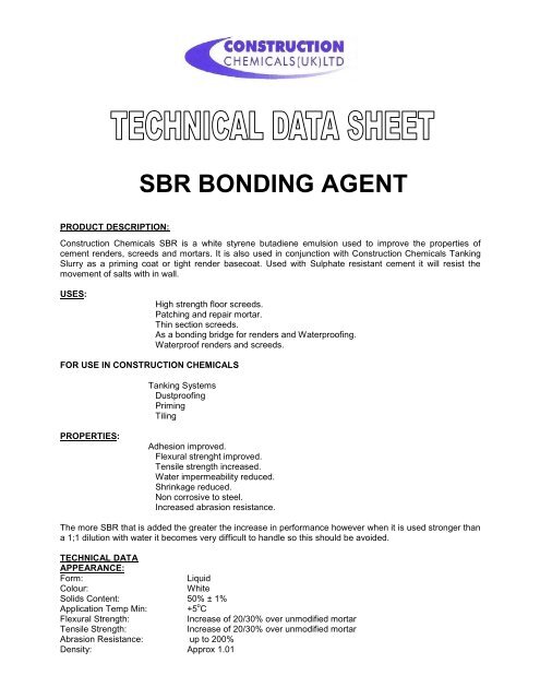 SBR BONDING AGENT - Construction Chemicals (UK) LTD.