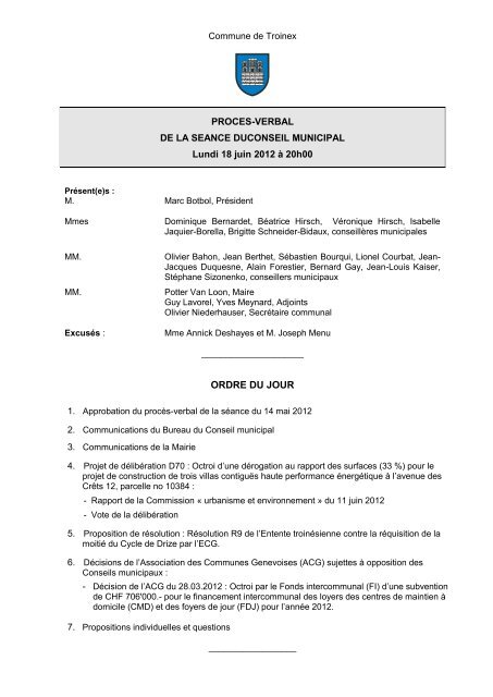 PROCES-VERBAL de la séance du Conseil Municipal du 25 juin 2003