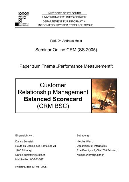 Customer Relationship Management Balanced Scorecard (CRM BSC)