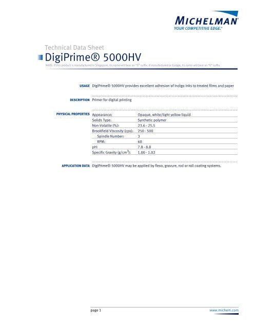 DigiPrime® 5000HV - LexJet