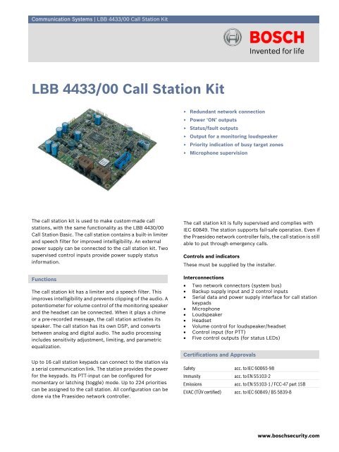 LBB 4433/00 Call Station Kit - Bosch