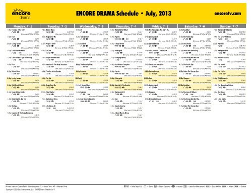 ENCORE DRAMA Schedule - July, 2013 - Starz
