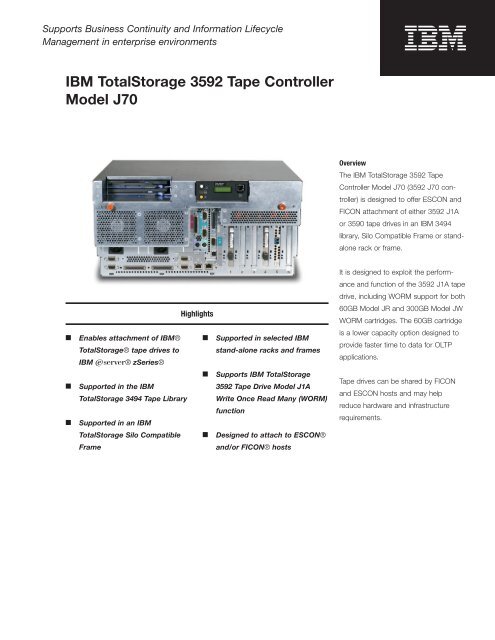 IBM TotalStorage 3592 Tape Controller Model J70 - Cpuservice.pl