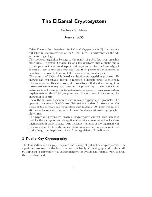 The ElGamal Cryptosystem[PDF]