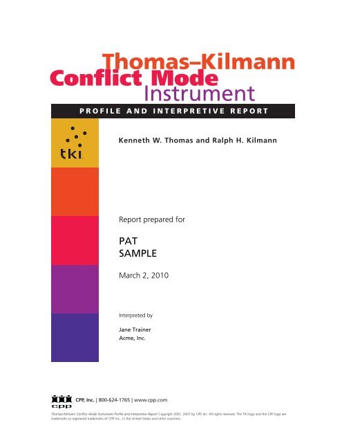 Thomas–Kilmann Instrument Conflict Mode - CPP.com