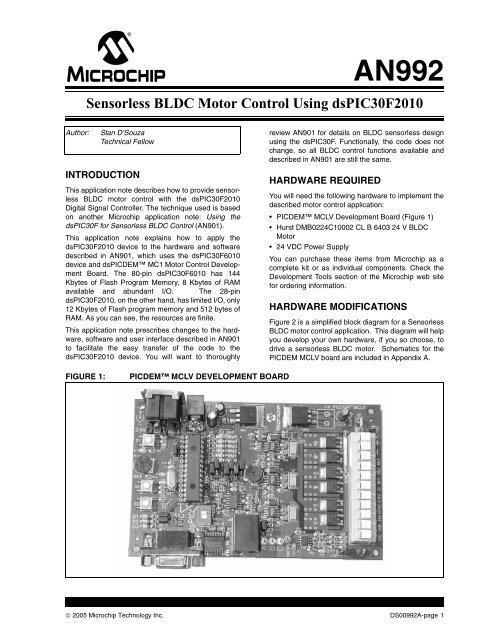 Sensorless BLDC Motor Control Using dsPIC30F2010
