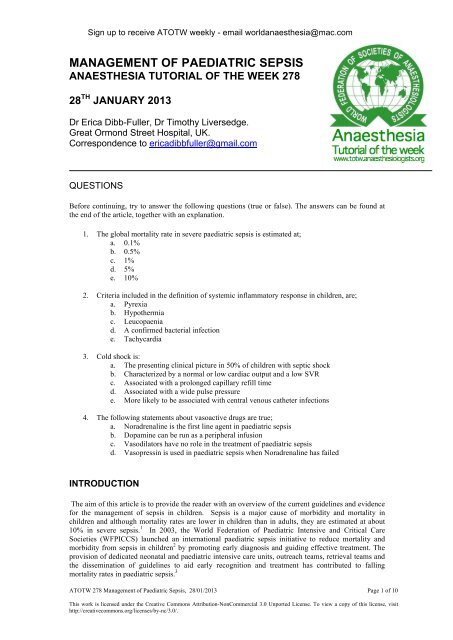 278 Management Of Paediatric Sepsis Aagbi