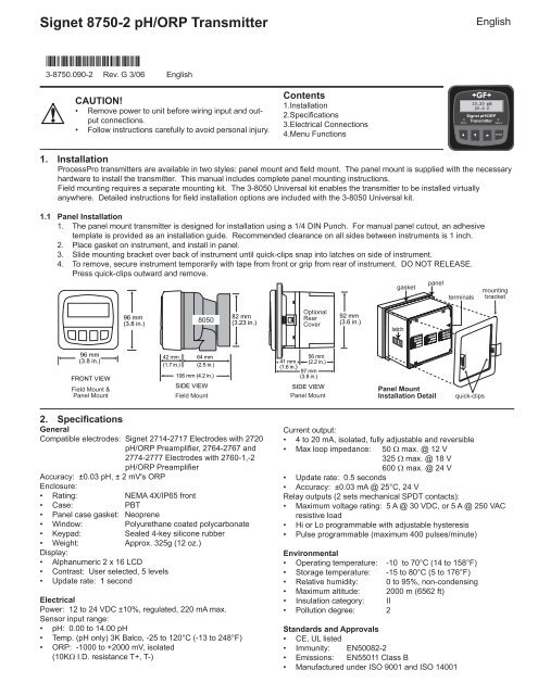 Signet 8750-2 pH/ORP Transmitter - Peterss