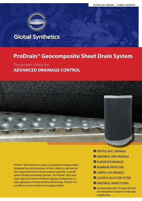 ProDrainÂ® CD12 & CD 18 Drainage Datasheet - Global Synthetics