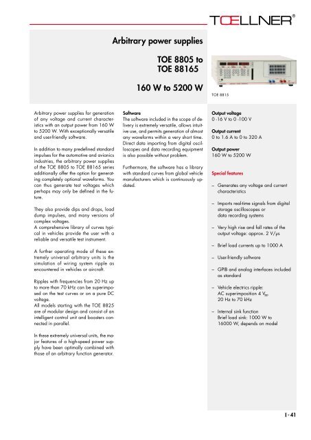 Datasheet TOE 8805 to TOE 88165