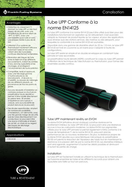 Tube UPP Conforme ÃƒÂ la norme EN14125 - Franklin Fueling Systems