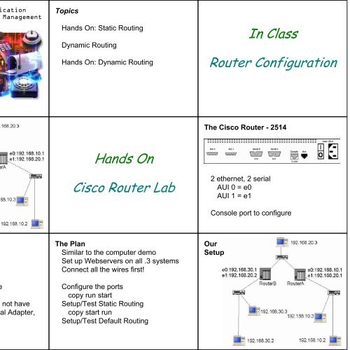 In Class Router Configuration Hands On Cisco Router Lab