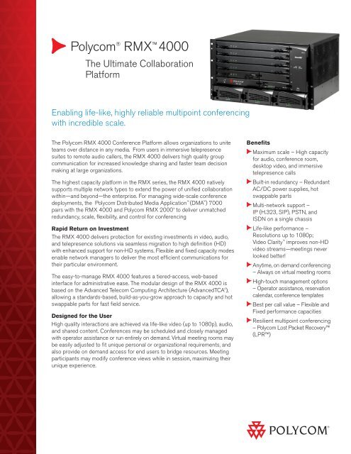 Polycom RMX 4000 Conference Platform Data Sheet - IVCi